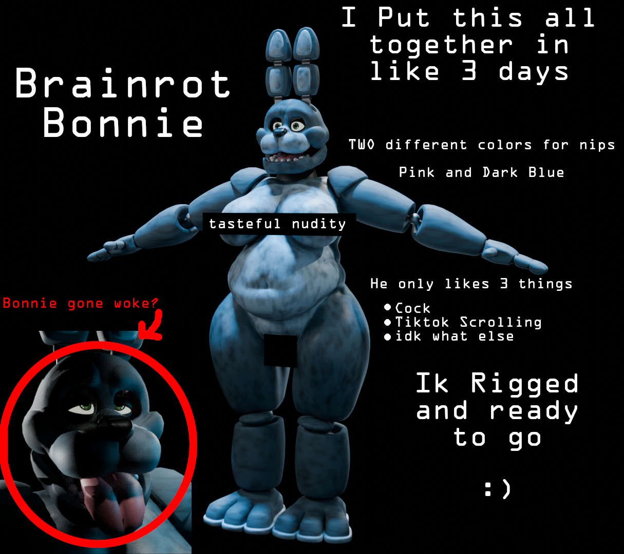 "BRAIN-ROT BONNIE (MODEL Download)" by Snips456 from Patreon | Pawchive